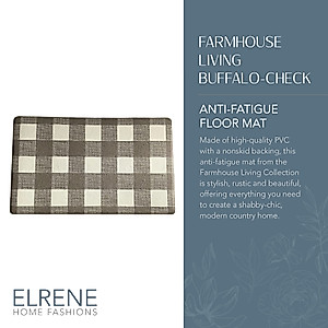 Elrene Home Fashions Farmhouse Living Rustic Comfort Anti-Fatigue Kitchen Mat, 18" x 48", Gray/White