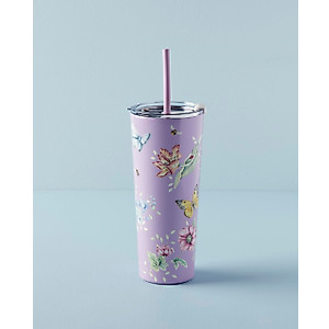 Lenox 895738 Butterfly Meadow Lavender Stainless Steel Tumbler With Straw