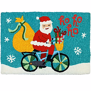 Cycling Santa Jellybean Accent Rug with Santa Claus Christmas Rug 20"x30" Doormat