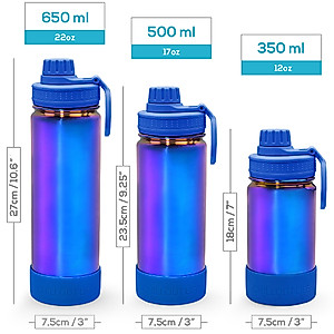 CHILLOUT LIFE 17 oz Kids Insulated Water Bottle for School with Leakproof Spout Lid and Cute Waterproof Stickers, Personalized Stainless Steel Thermos Flask Metal Water Bottle for Girls & Boys