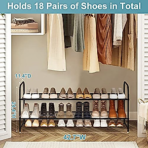 AOODA Long 2 Tier Shoe Rack for Closet Wide Low Shoe Shelf, 2 Tier Long Metal Shoe Rack for Closet, 2 Item Bundle