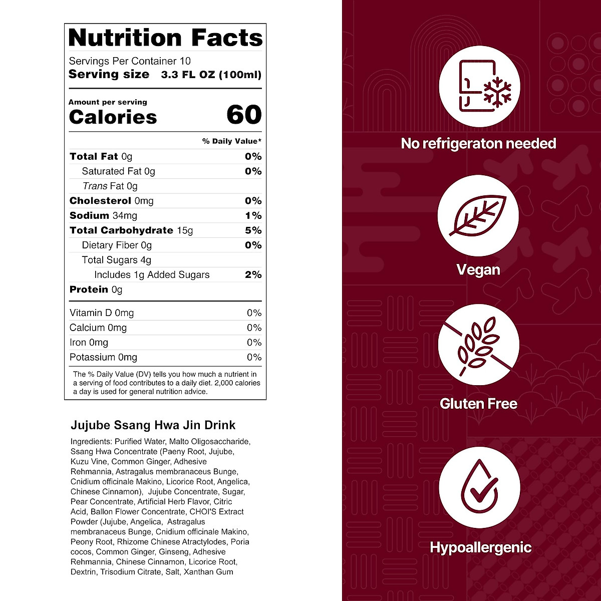 KWANGDONG Ssang Hwa Jin - Korean Traditional Herbal Tea for Strong Immune Support, Natural Sustained Energy Boost, Digestive Health, Promotes Vitality and Cold Relief, Jujube 10P