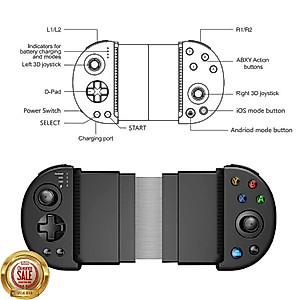Wireless Mobile Controller Gamepad,PUBG Mobile Controller with Triggers for 3.5-6.5 Inch Android iOS for FPS Games Gamepad