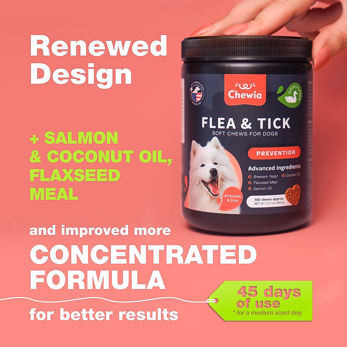 Dog Flea and Tick Treatment Chews - Flea and Tick Prevention for Dogs - Flea & Tick Chewables - Natural Dog Flea & Tick Control Soft Treats - Flea Chewables for Dogs - Immune Support Supplement