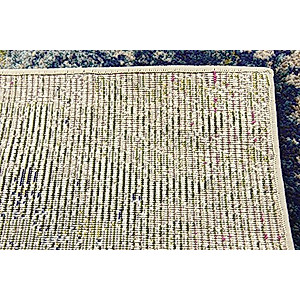 Unique Loom Estrella Collection Abstract, Modern, Light Colors, Distressed Area Rug, 2 ft x 7 ft, Blue/Beige