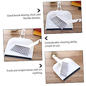 BCOATH 2 Sets Cleaning Brush Tabletop Fireplace Dust Pans with Brush Tiny Brush Dustpan Toy Broom Straw Soft Broom Cleaning Broom Mini Hand Broom Mini Cleaning Dustpan Plastic White