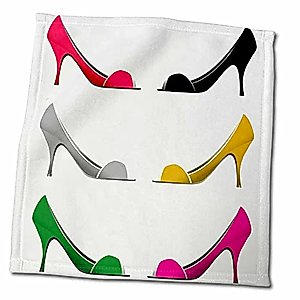 3dRose Anne Marie Baugh Shoes - Six High Heel Shoes Facing Each Other Design - Towels (twl-111566-3)