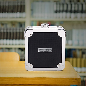 Vaultz Locking CD Case Holder - 24 Disc Storage Capacity, 2.5 x 6.25 x 7 Inch Portable DVD Case Holders w/Carrying Handle - Lockable CD Holder for Car, Travel, Work - Black