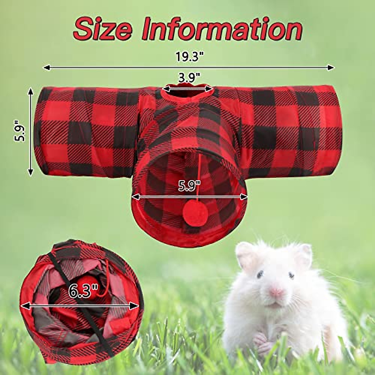 Rypet Guinea Pig Tunnels & Tubes Collapsible 3 Way Small Animals Hideaway Activity Tunnel Toys for Guinea Pig Chinchilla Ferret Hamster