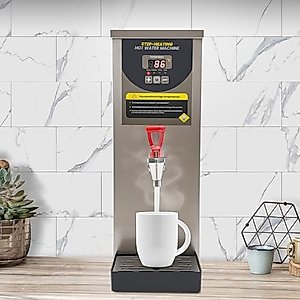 LOHISHILO Commercial Milk Frother 2000W 8L Electric Steam Milk Frothing Machine Steam Boiling Water Machine, Milk Foam Espresso Machine with LED Display for Coffee Milk Tea Dessert, Silver