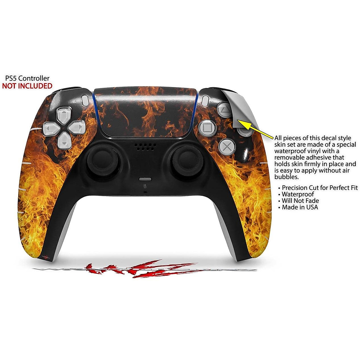 WraptorSkinz Skin Wrap compatible with Sony PS5 DualSense Controller Open Fire (CONTROLLER NOT INCLUDED)