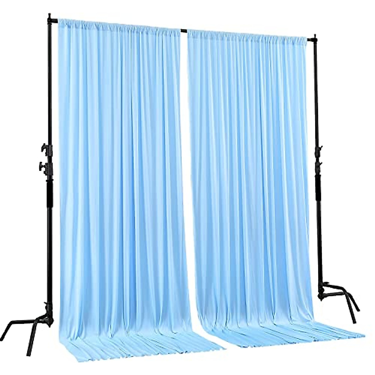 AK TRADING CO. 10 feet x 10 feet Polyester Backdrop Drapes Curtains Panels with Rod Pockets - Wedding Ceremony Party Home Window Decorations - Light Blue (DRAPE-5X10-LTBLUE)