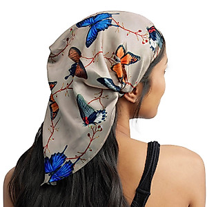 Kitsch Elastic Hair Bandanas for Women - Stylish Satin Hair Scarf Headband | Versatile Hair Accessories | Holiday Gift for Trendy Hair Styling - Retro Butterfly