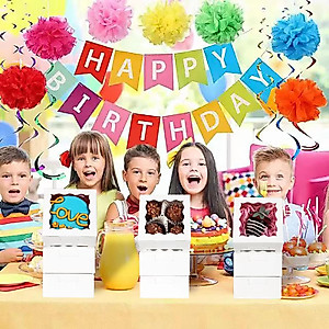 RomanticBaking 3 1/4" x 3 1/4" x 1 1/2" 50PCS Chocolate Truffle Boxes for 4，Cookies Boxes Soap Boxes Donut Boxes Macaron Boxes Mini Bakery Boxes with Window Brownie Boxes