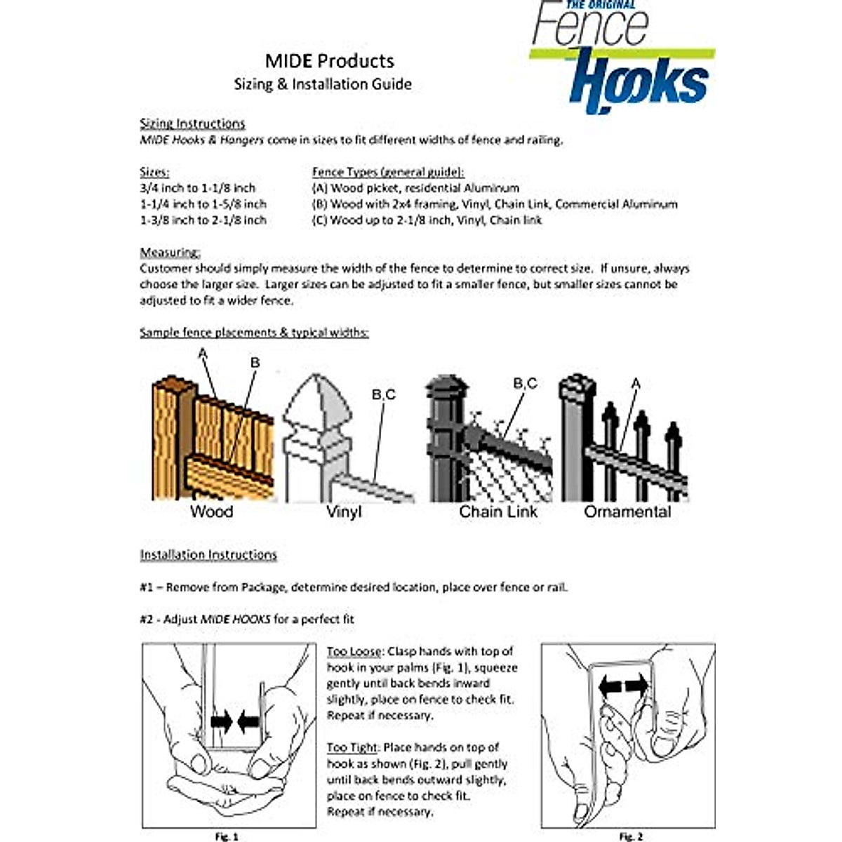 MIDE Products 13SET-T Hooks, Fits 1-1/4 Inch to 1-5/8 inch Fence or Railing, Tan/Beige