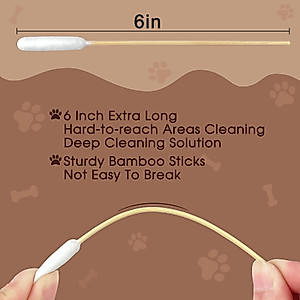 eyxformula 6 Inch Long Cotton Swabs for Pet Cleaning, Bamboo Handle, Pet Ear Cleaning Solution Supplies for Dogs and Cats (200 pcs Long Head Cotton swabs)