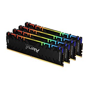 Kingston Fury Renegade RGB 64 GB (4 x 16 GB) 3600 MHz DDR4 CL16 Desktop Memory Kit of 4 KF436C16RB1AK4/64