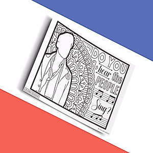 Coloring Broadway - Les Miserables Inspired Coloring Pages (Set of 4) “One Day More” Collection, Broadway Musical Merchandise, Card Stock (8 1/2” x 11”), Ideal Gift for a Broadway Theater Lover