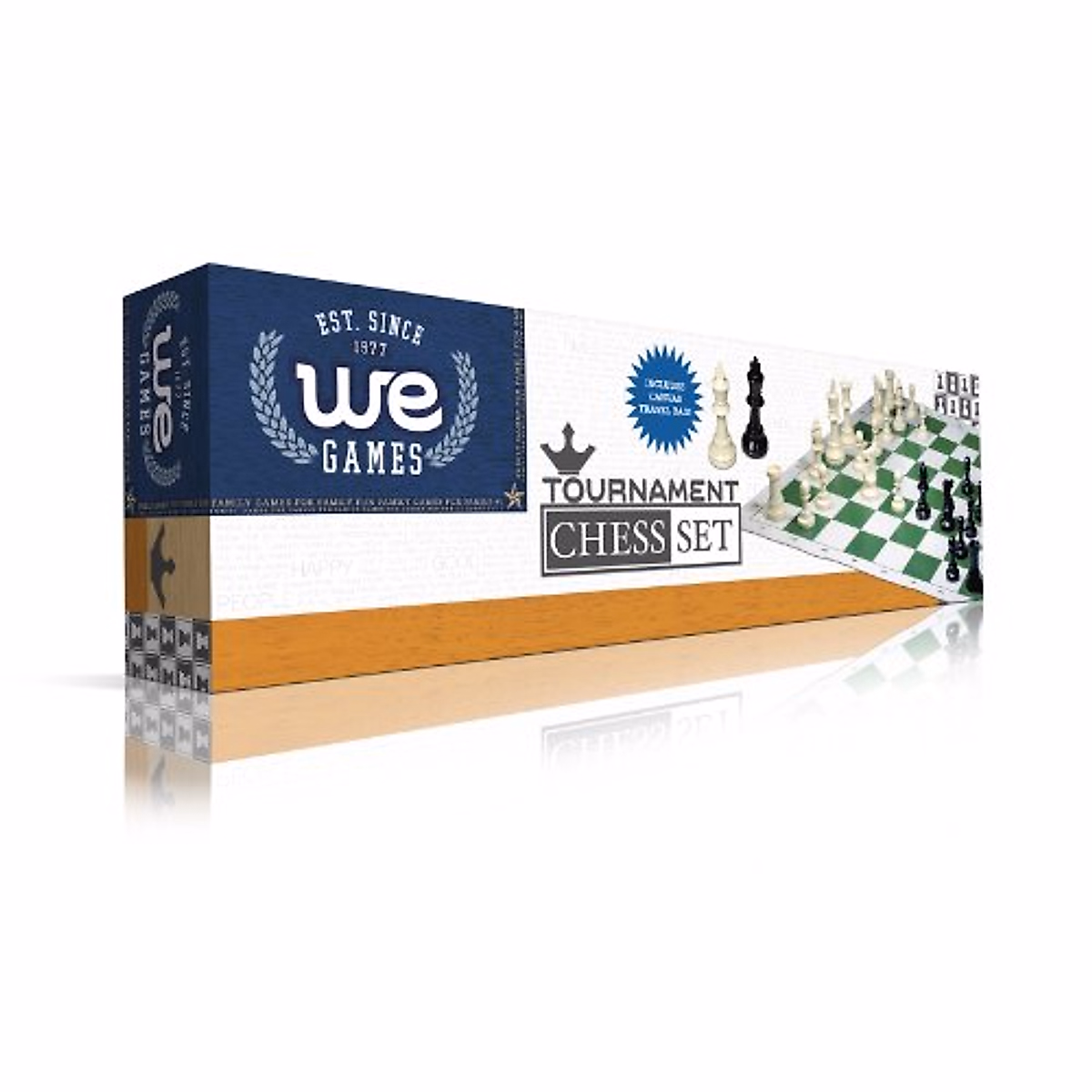 WE Games Complete Tournament Chess Set – Plastic Chess Pieces with Green Roll-up Chess Board and Travel Canvas Bag