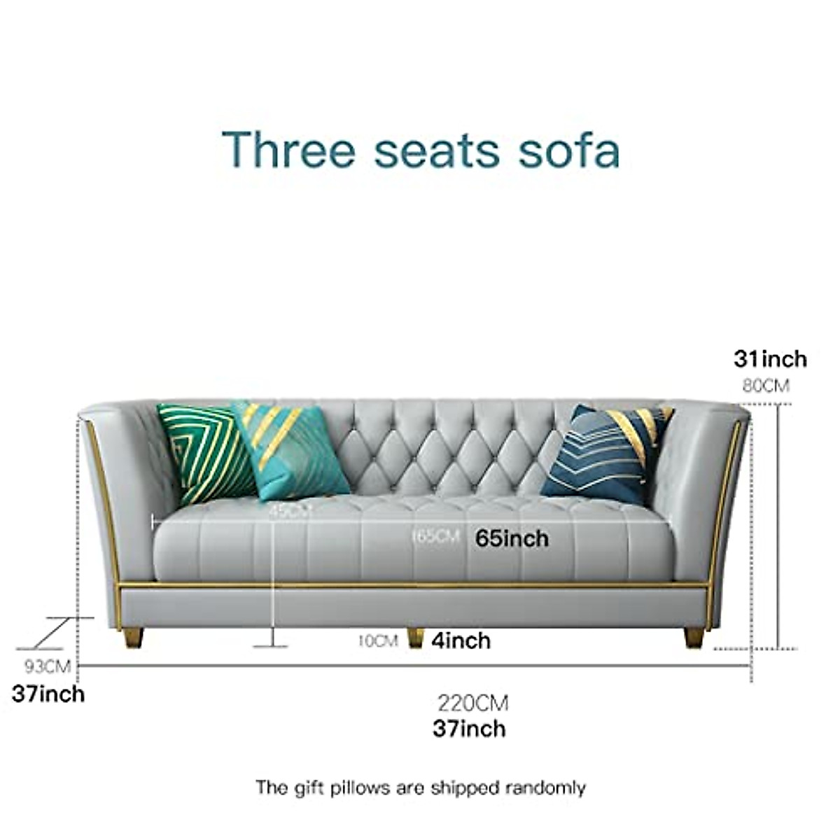 GPPZM Soft Leather Gold Steel Legs House Upholstered Sofa Living Room Lounge Chair Sofa Villa Furniture