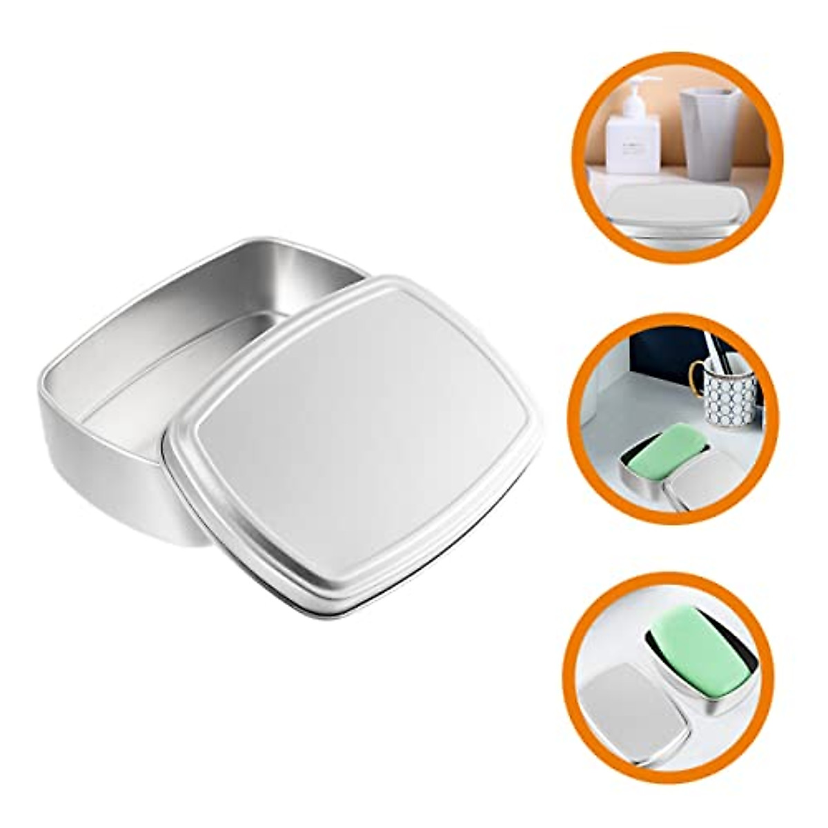CORHAD 6pcs Square Shaped Aluminum Soap Box Food Grade Metal Storage Can Rectangular Candy Tins for Home Travel