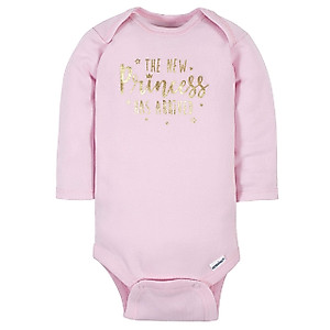 Gerber Baby Girls' 6-Pack Long-Sleeve Onesies Bodysuits, Princess Pink, 0-3 Months
