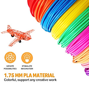 YEETIN 3D Pen Filament Refills 15 Colors, 16 ft per Color Total 240 ft, 1.75 mm PLA Compatible with SCRIB3D MYNT3D 3D Pen Comes with 2 Finger Caps & 3D Pen Template Book [3D Pen NOT Include]