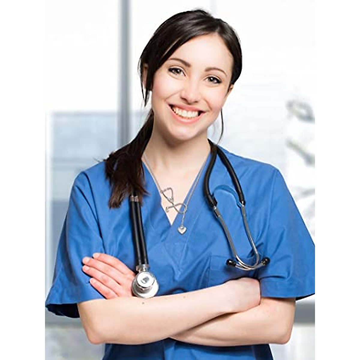 Nurse Gifts for Women Nurse Stethoscope Necklace Heart Doctor Stethoscope Pendant Doctor Nurse Medical Student Graduation Jewelry Gift (silver)