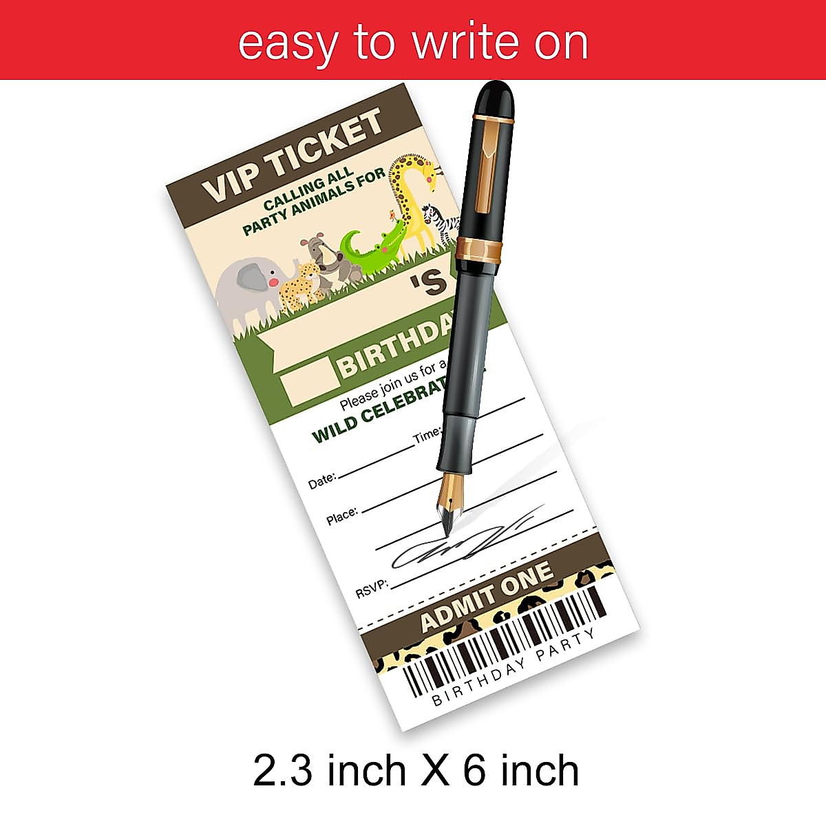 LyoGao 20 Pack Safari Birthday Party Ticket Invitations With Envelopes Calling All Party Animals Zoo Safari Theme Ticket Invitations Fill in Invites Card