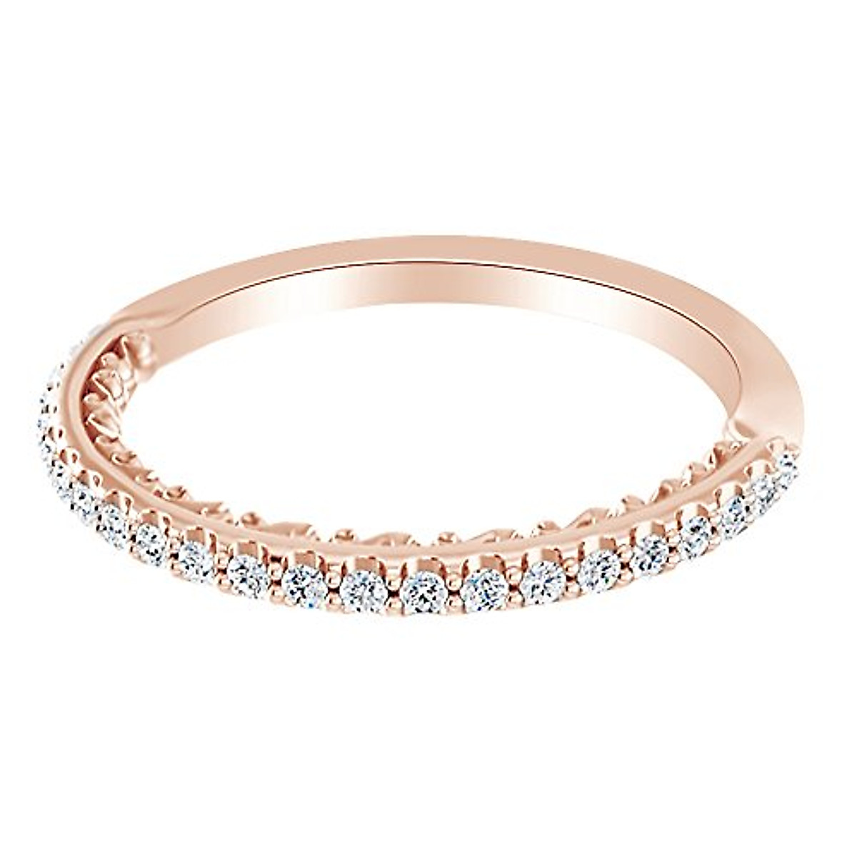 AFFY Natural Diamond Engagement Wedding Band Ring in 14K Solid Rose Gold (0.25 Cttw),Ring Size-8