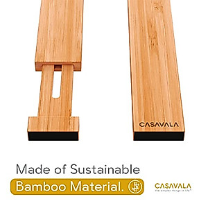 Drawer Divider, 4 PCS Bamboo Drawer Dividers Organizers, Adjustable Drawer Dividers for Clothes, Kitchen Drawer Divider, Dresser Drawer Divider, Drawer Separators, 17"-22" Expandable Drawer Divider