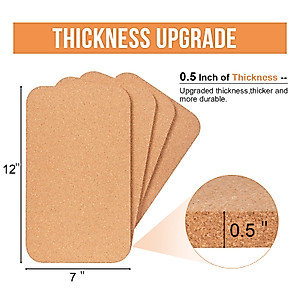 BlueGift Cork Trivet 4 Pack 12" x 7" x 0.5" Heat-Resistant Cork Mat Bases Hot Pads for Table, Countertop, Kitchen Rectangle Cork Trivet Set for Hot Dishes, Pans, Pots