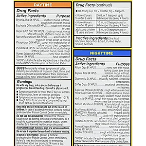 Kids Cold Medicine and Mucus Relief for Ages 2+, Hylands 4 Kids Cold 'n Mucus, Day and Night Value Pack, Syrup Cough Medicine for Kids, Nasal Decongestant and Allergy Relief, 4 Fl Oz (Pack of 2)