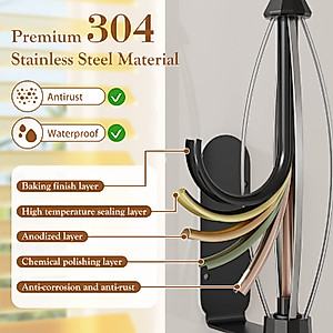 Paper Towel Holder Under Cabinet, Single Hand Operable Wall Mount Paper Towel Holder with Damping Effect, Self-Adhesive or Drilled Paper Roll Holders for Kitchen, Bathroom, RV(2 Towel Robe Hooks)