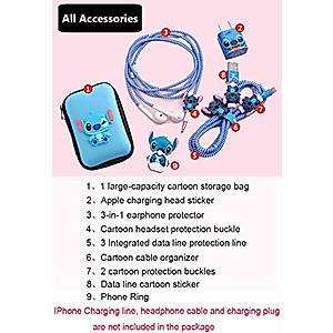 [2023 Upgrade Styles] DIY Protector Stitch Set,Data Cable USB Charger Data Line Earphone Wire Saver Protector Compatible for iPhone 7 8 Plus X iPad iPod iWatch Series (Stitch)