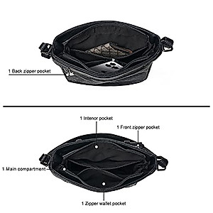 Crossbody Bags for Women Leather Purses: Fashion Women's Shoulder Handbags Medium Size Travel Ladies Cross Body Bag (Black)