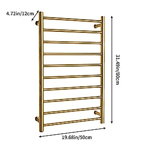 ILROOMH Heated Towel Warmer for Bathroom, Wall Mounted Hot Towel Racks, Stainless Steel Heated Towel Drying Rack, Gold (Hardwire)