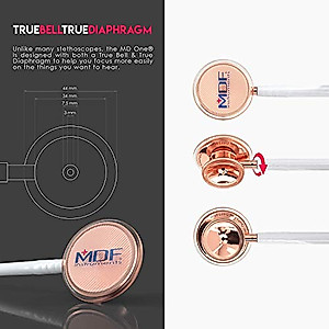 MDF Rosegold MD One Stainless Steel Stethoscope, Adult, White Tube, Rosegold Chestpieces-Headset, MDF777RG29