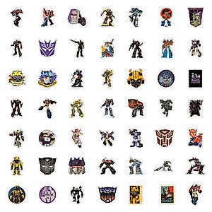 50pcs Cool Movie Cartoon Stickers for Kids Laptops,Funny Automotive Robot Waterproof Vinyl Decals for Teens Water Bottle Skateboard Bumper Pad Travel Case