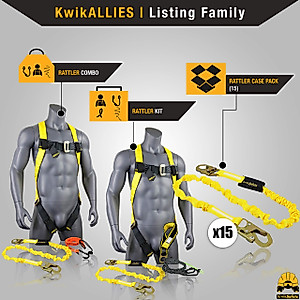 KwikSafety - Charlotte, NC - RATTLER [2 PACK] Internal Shock Absorber Single Leg 6ft Safety Lanyard OSHA ANSI Fall Arrest Protection Equipment Snap Hooks Construction Arborist Roofing