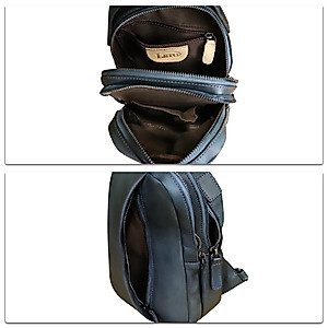 Genuine Leather Sling Bag Crossbody Purse Retro Handmade Hiking Daypack Motorcycle Shoulder Backpack Vintage Chest Bag (NavyBlue)