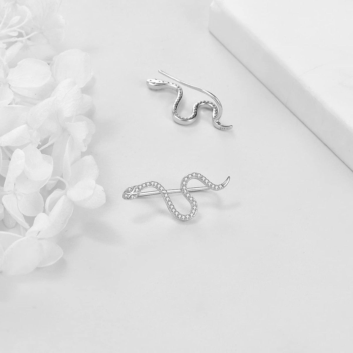 Snake Earrings 925 Sterling Silver Ear Crawler Climber Cuffs Earrings JewelryJewelry for Women