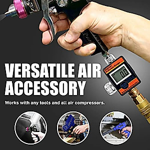 LE LEMATEC Air Compressor Regulator Valve with Digital Pressure Gauge, for Precise Control in Air/Pneumatic Tool, Spray Painting, Tire Inflation & More, ¼ NPT, Up to 160 PSI, LED Display (DAR01B)