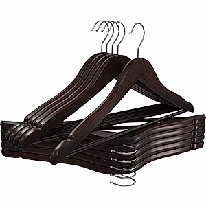 Utopia Home Premium Wooden Hangers 10 Pack - Durable & Slim Coat Hanger - Suit Hangers with 360-Degree Rotatable Hook - Wood Hangers with Shoulder Grooves (Brown Color)