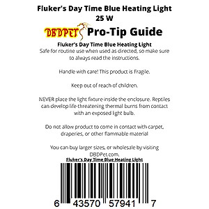 Fluker's Reptile Incandescent Daylight Bulb for Pet Habitat Blue 25W - Includes Attached DBDPet Pro-Tip Guide
