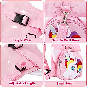 Toddler Harness with Leash + Anti Lost Wrist Link, Accmor Unicorn Toddler Harness Leashes, Child Walking Wristband Assistant Strap Belt for Baby Girls