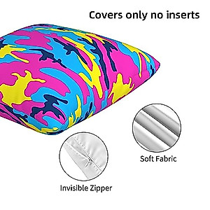 AFHYZY Camo Throw Pillow Covers Set of 2 Soft Pillow Case Protectors with Zipper Standard Size Pillowcase Covers Home Decor Couch Pillows 18"x18"