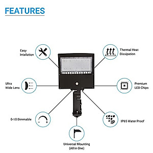 LEDMyplace LED Pole Light 100W 5700K Universal Mount Bronze AC120-277V