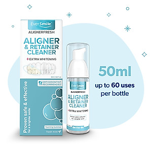 EverSmile AlignerFresh Extra Whitening Aligner & Retainer Cleaning Foam. AlignerFresh Cleaning Foam for Invisalign, ClearCorrect, Essix, Hawley Trays/Aligners. Cleans, Kills Bacteria & Whitens Teeth.