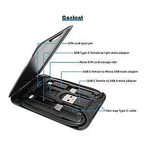 Yinow USB Type C to C Charging and Data Transfer Cable with 3 USB Adapters Combination Set in Credit-Card Size Case